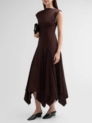 Black Halo Eloidie Asymmetric Midi Dress