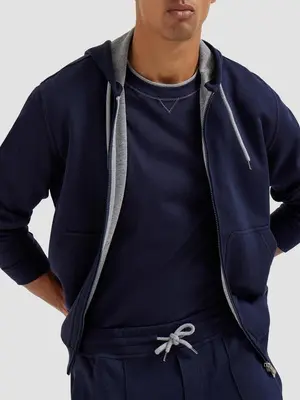 Brunello Cucinelli Cotton Jersey Crewneck T-shirt With Logo - Cobalt