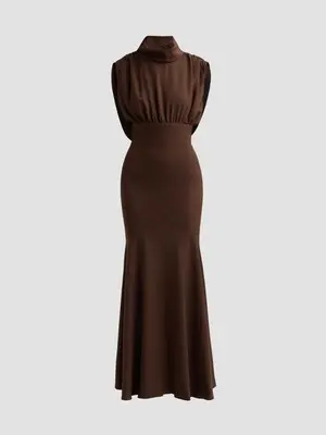 Black Halo Adelina Draped Trumpet Gown - Sable