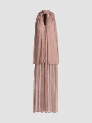 Black Halo Valoria Metallic Plissé Maxi Dress - Fairy Dust