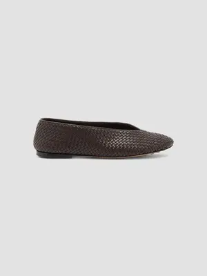 Bottega Veneta Rosa Intrecciato Leather Flats Fondant