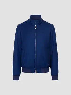 Stefano Ricci Vicuña And Silk Blend Blouson Jacket - Blue