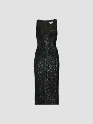 Michael Kors Sequined Sheath Cocktail Dress - Bottle