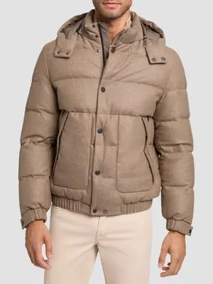 Stefano Ricci Virgin Wool And Cashmere Hooded Down Jacket