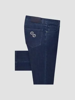 Stefano Ricci Cotton Blend Tapered Jeans - Dark Blue