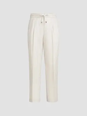 Brunello Cucinelli Linen Chalk Stripe Chevron Trousers - Shell