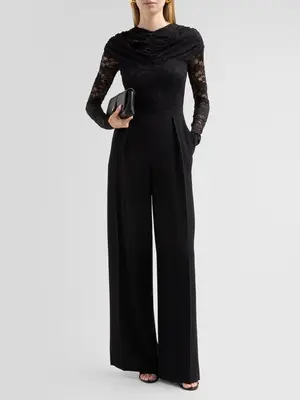 Black Halo Raven Draped Lace Jumpsuit - Black