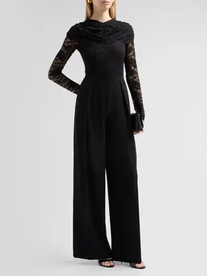 Black Halo Raven Draped Lace Jumpsuit - Black