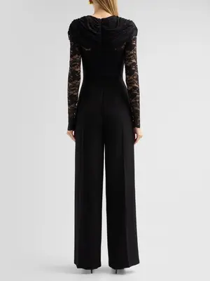 Black Halo Raven Draped Lace Jumpsuit - Black