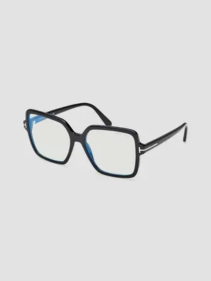 TOM FORD 56mm Square Blue Block Eyeglasses - Shinyblack