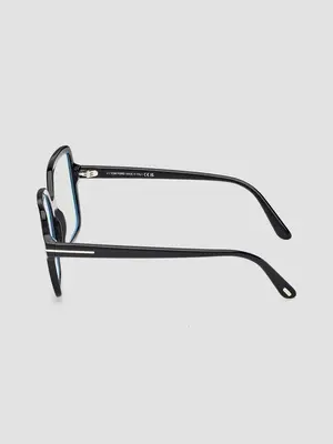 TOM FORD 56mm Square Blue Block Eyeglasses
