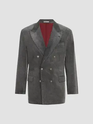 Brunello Cucinelli Frosted Cotton Corduroy One-and-a-half Breasted Tailor Blazer