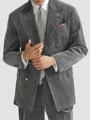 Brunello Cucinelli Frosted Cotton Corduroy One-and-a-half Breasted Tailor Blazer