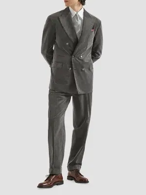 Brunello Cucinelli Frosted Cotton Corduroy One-and-a-half Breasted Tailor Blazer