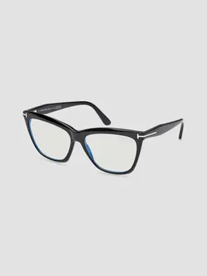 TOM FORD 56mm Blue Block Eyeglasses - Shinyblack