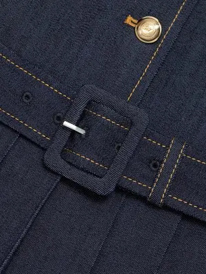 Cinq À Sept Elyse Belted Pleated Denim Minidress