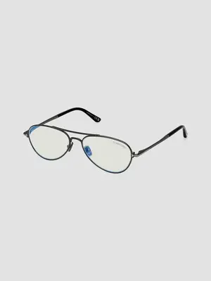 TOM FORD 56mm Blue Block Aviator Glasses - Grey