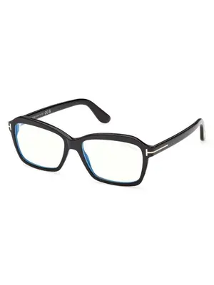 TOM FORD 54mm Blue Block Rectangular Sunglasses - Black