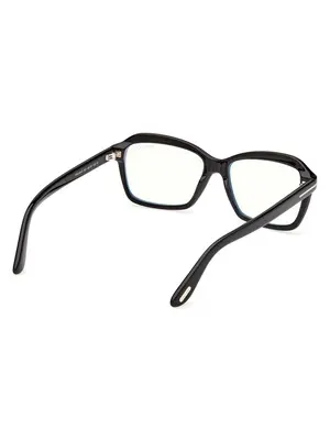 TOM FORD 54mm Blue Block Rectangular Sunglasses - Black