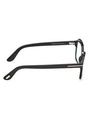 TOM FORD 54mm Blue Block Rectangular Sunglasses - Black