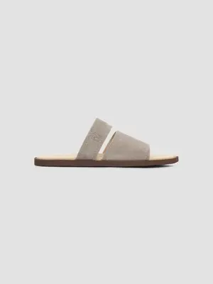Brunello Cucinelli Suede Open-toe Slide Sandals - Grey