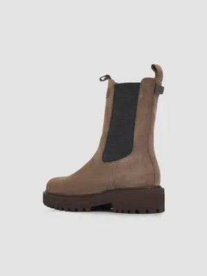 Brunello Cucinelli Monili Pull-tab Suede Chelsea Boots - Torba