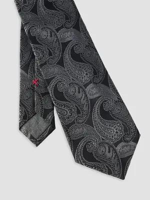 Brunello Cucinelli Paisley Silk Tie - Medium Grey