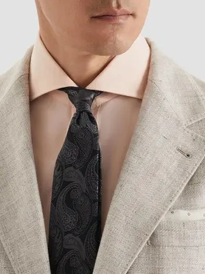 Brunello Cucinelli Paisley Silk Tie - Medium Grey