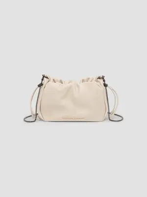 Brunello Cucinelli Mellow Mini Bucket Bag In Soft Leather - Ivory