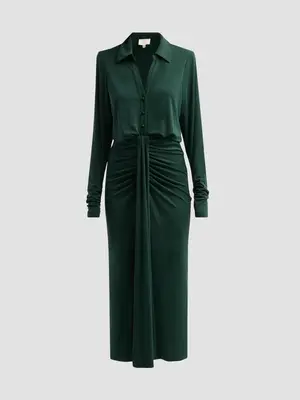 Cinq À Sept Seferina Midi-shirtdress - Deep Malachite