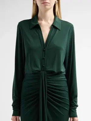 Cinq À Sept Seferina Midi-shirtdress - Deep Malachite