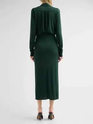 Cinq À Sept Seferina Midi-shirtdress - Deep Malachite