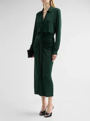 Cinq À Sept Seferina Midi-shirtdress - Deep Malachite