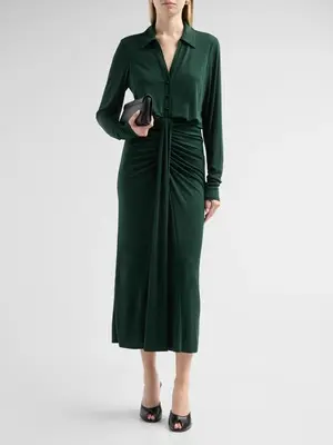 Cinq À Sept Seferina Midi-shirtdress - Deep Malachite