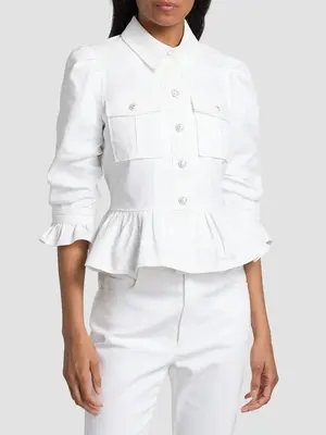 Cinq À Sept Delanie Ruffled Denim Jacket
