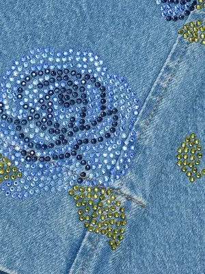 Cinq À Sept Betsy Crystal Roses Crop Wide-leg Jeans