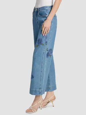 Cinq À Sept Betsy Crystal Roses Crop Wide-leg Jeans