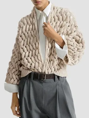 Brunello Cucinelli Silk And Linen Dazzling Waves Cardigan