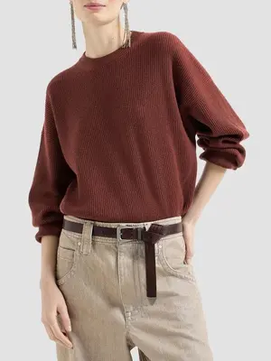 Brunello Cucinelli Sparkling Cashmere English Rib Sweater