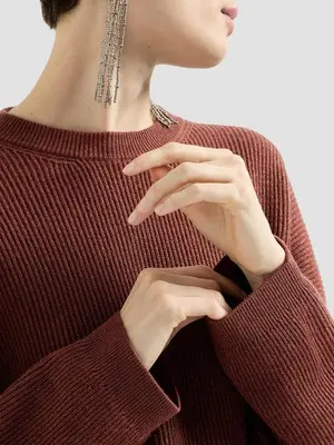 Brunello Cucinelli Sparkling Cashmere English Rib Sweater