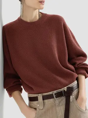 Brunello Cucinelli Sparkling Cashmere English Rib Sweater
