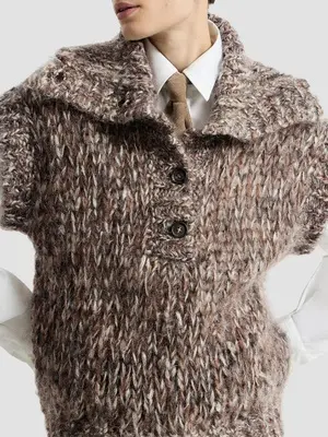 Brunello Cucinelli Malfilé Mohair Turtleneck Sweater Vest
