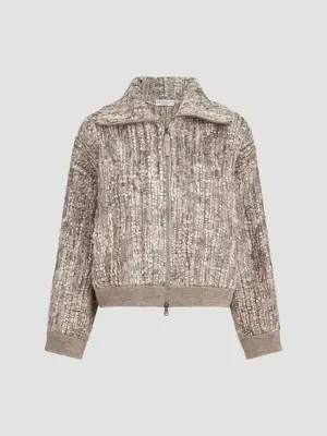 Brunello Cucinelli Dazzling Tree Bark Embroidery Cardigan - Beige