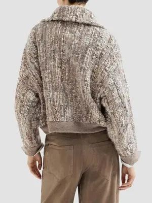 Brunello Cucinelli Dazzling Tree Bark Embroidery Cardigan