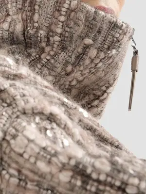 Brunello Cucinelli Dazzling Tree Bark Embroidery Cardigan