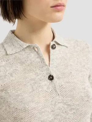 Brunello Cucinelli Silk, Alpaca And Wool Flower Lace Knit Polo
