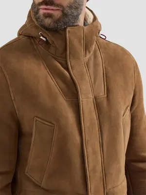 Brunello Cucinelli Suede Curly Shearling Parka Jacket