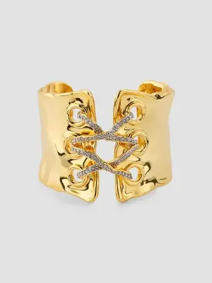 Alexis Bittar Solanales Lace-up 14k--plated & Crystal Cuff Bracelet - Gold