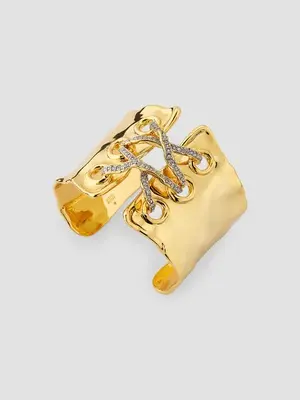 Alexis Bittar Solanales Lace-up 14k--plated & Crystal Cuff Bracelet