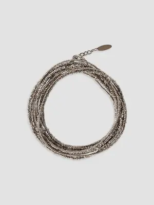 Brunello Cucinelli Hematite And Sterling Wrap Bracelet